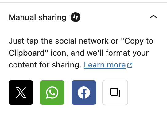 Jetpack Social: Manual Sharing Posts